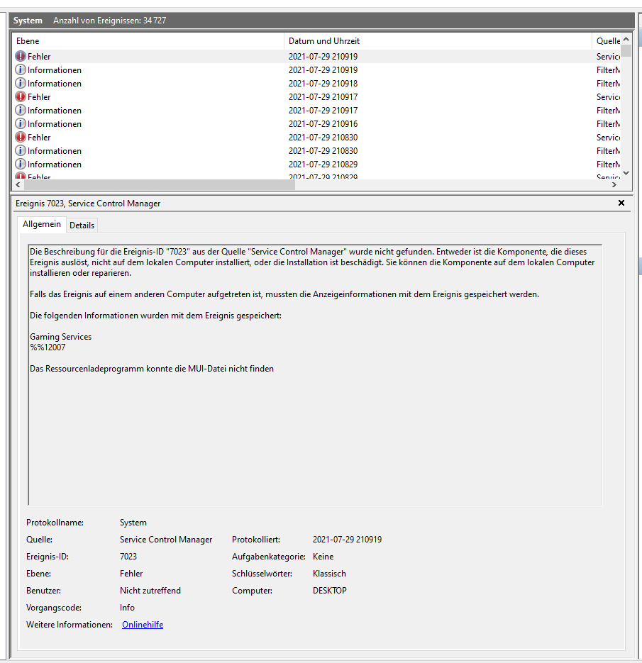 Stutters That Coincide With Event Log Errors Related To Gaming Services Rwindows10techsupport